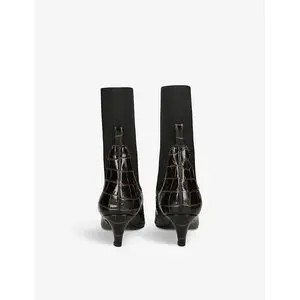 TOTEME Crocodile-embossed Leather Heeled Ankle Boots - Dark Brown