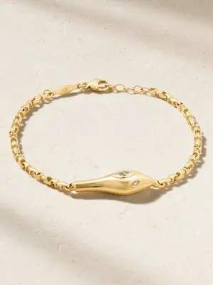 Jacquie Aiche 14-karat Diamond Snake Head Bracelet - Gold