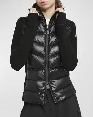 Moncler Puffer Fleece Zip-up Cardigan - Black