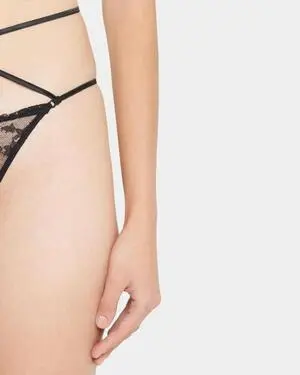 Kiki De Montparnasse Jolie Strappy Lace Thong - Black