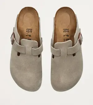 BIRKENSTOCK Suede Boston Clogs - Brown