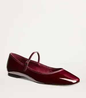 Paige Patent Leather Jolie Ballet Flats - Burgundy