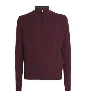 Corneliani Wool-cashmere Zip-up Sweater - Burgundy