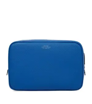 Smythson Panama Leather Tech Organiser Pouch - Blue