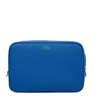 Smythson Panama Leather Tech Organiser Pouch - Blue
