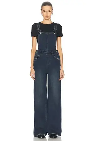 GRLFRND Sadie Wide Leg Overalls Jeans - Goleta