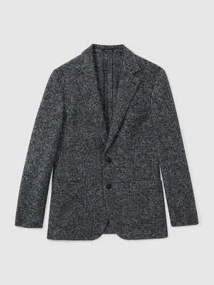 REISS Mineral Tweed Single-breasted Blazer With Wool