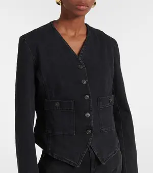 7 For All Mankind Denim Trucker Jacket - Black