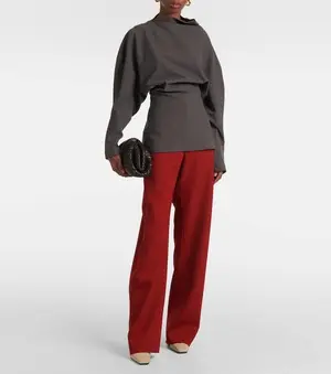 Bottega Veneta Draped Wool-blend Top - Grey