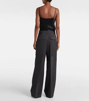 Victoria Beckham Paneled Wide-leg Wool Pants - Black