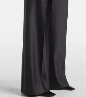 Victoria Beckham Paneled Wide-leg Wool Pants - Black
