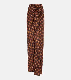 Dries Van Noten Polka-dot Silk Maxi Skirt - Brown