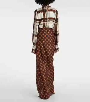 Dries Van Noten Polka-dot Silk Maxi Skirt