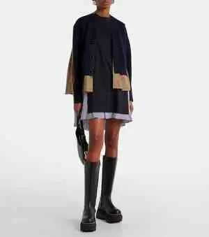Sacai Layered Wool-blend Cardigan