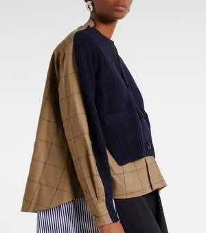 Sacai Layered Wool-blend Cardigan