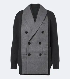 Sacai Layered Wool-blend Cardigan