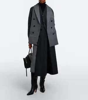Sacai Layered Wool-blend Cardigan