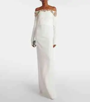Costarellos Meline Embellished Gown - White