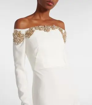 Costarellos Meline Embellished Gown - White
