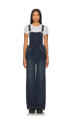 GRLFRND Sadie Wide Leg Overalls Jeans In Denim-dark - Goleta