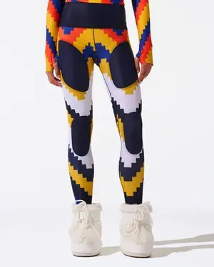 Perfect Moment Compression Legging - Canary-yellow-chevron-print