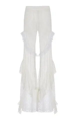 Françoise Exclusive Carine Ruffled Lace Flared Pants - White