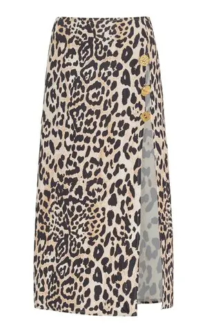 Françoise Emanuelle Leopard-print Midi Skirt With Buttons