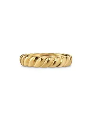 David Yurman Sculpted Cable Band Ring In 18k Yellow 5mm - Gold