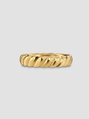David Yurman Sculpted Cable Band Ring In 18k Yellow 5mm - Gold
