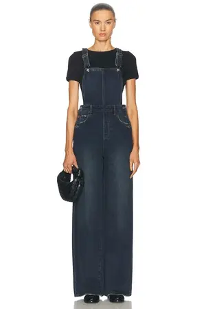 GRLFRND Sadie Wide Leg Overalls Jeans In Denim-dark - Goleta
