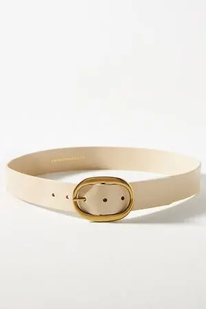 Anthropologie Oval Buckle Belt - Cream