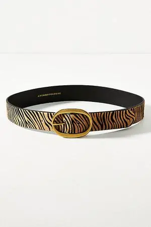 Anthropologie Oval Buckle Leather Belt Tiger