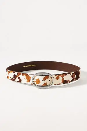Anthropologie Oval Buckle Leather Belt White