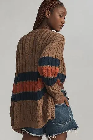 CONDITIONS APPLY Stripe Cable Cardigan Sweater