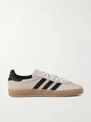 Adidas Originals By Alexander Wang Gazelle Indoor Suede, Grosgrain And  Leather-Trimmed Raffia Sneakers In Off-White - 30% Off | Editorialist