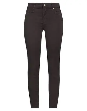 Armani Exchange Slim Fit Stretch Pants With Leather Trims - Brown
