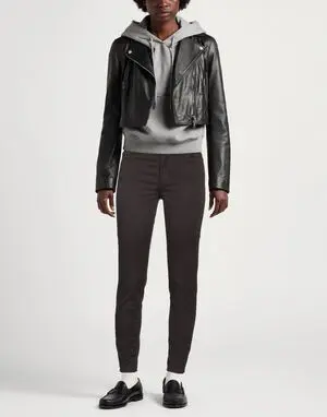 Armani Exchange Slim Fit Stretch Pants With Leather Trims - Brown