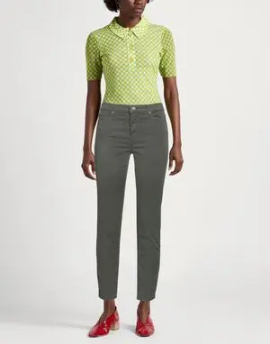 Armani Exchange Slim Fit Stretch Pants With Leather Trims - Green