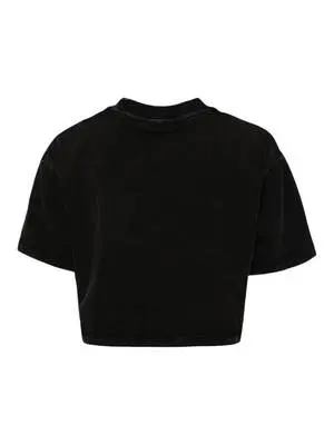 GROUND ZERO Logo-embroidered Cropped T-shirt