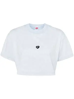 GROUND ZERO Logo Appliqué Cropped T-shirt - Blue