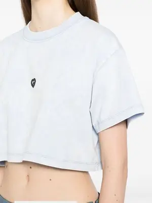 GROUND ZERO Logo Appliqué Cropped T-shirt - Blue