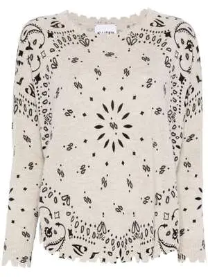 KUJTEN Bandana Print Cashmere Sweater
