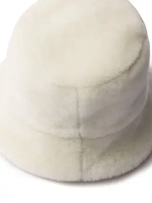Prada Shearling Bucket Hat - White