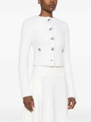 Balenciaga Cropped Tweed Jacket - White