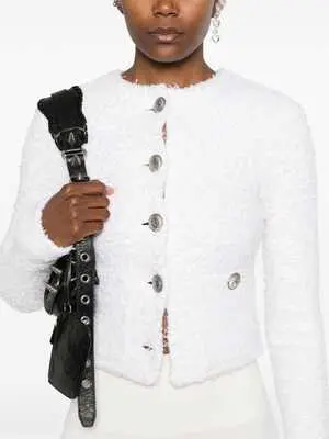 Balenciaga Cropped Tweed Jacket - White