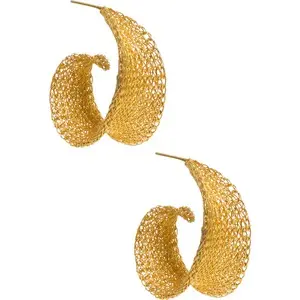 FREYA ROSE Weave Curled Hoop Earrings - Gold