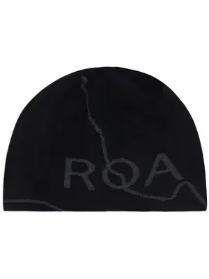 ROA Logo-intarsia Beanie - Black
