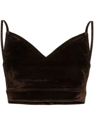 Loewe Velour V-neck Cropped Top