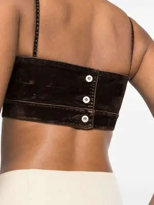 Loewe Velour V-neck Cropped Top