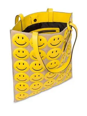 Moschino Smiley Leather Shoulder Bag - Yellow